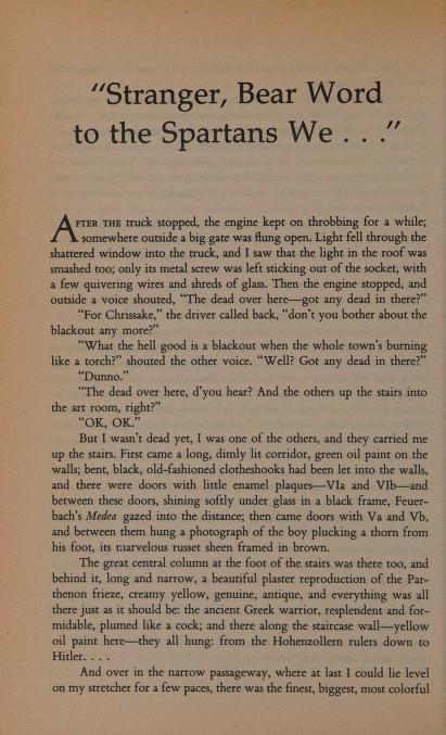 "Stranger, bear word to the Spartans We ..."